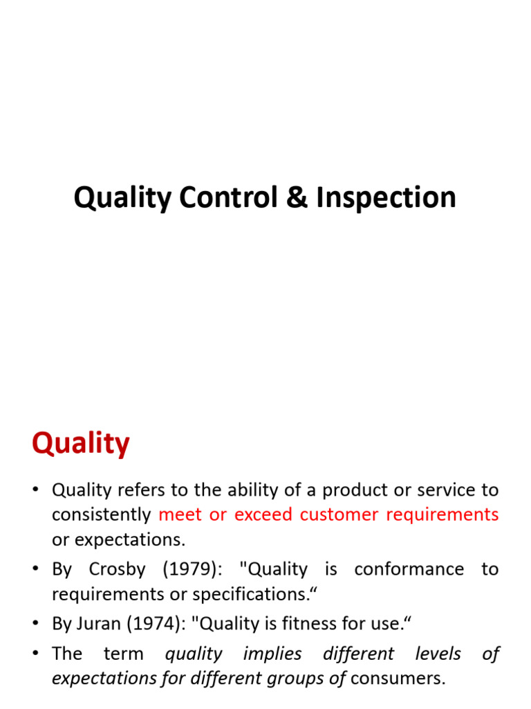 Quality Control and Inspection | Download Free PDF | Quality Assurance ...