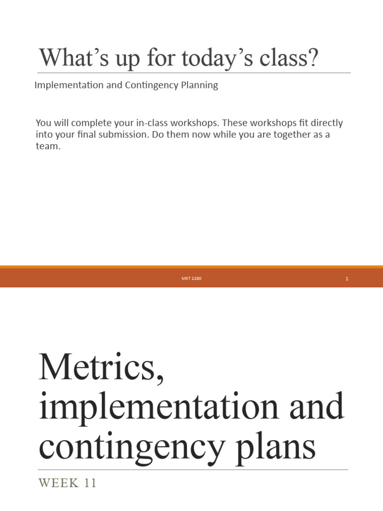 Week 11 - Implementation and Contingency Planning | PDF | Marketing ...