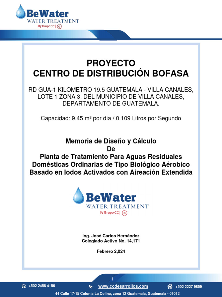 Memoria de Cálculo - Centro de Distribución Bofasa - PTAR 9.45 M Por ...