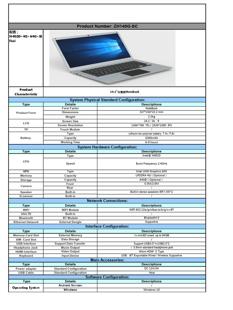Product Number: ZH140G-SC: System Physical Standard Configuration | PDF ...