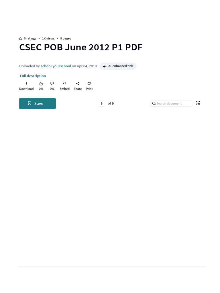 CSEC Principles of Business P1 2012 | PDF