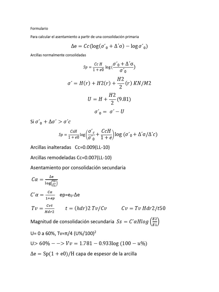 Formulario Mec Suelos Apl | PDF