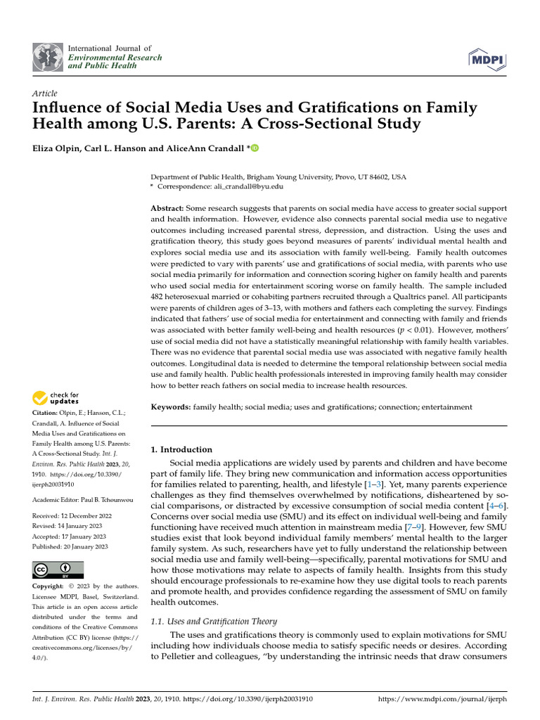 2023 - Influence of Social Media Uses and Gratifications | PDF | Social Media | Popular Culture ...