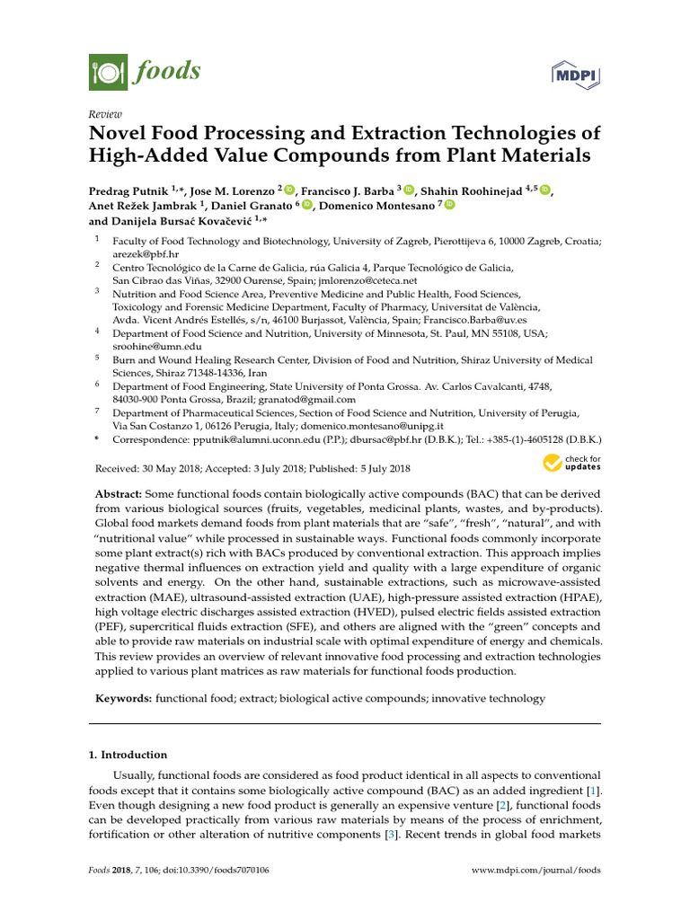 Novel Food Processing Technologies | PDF | Polyphenol | Phenolic Content In Wine
