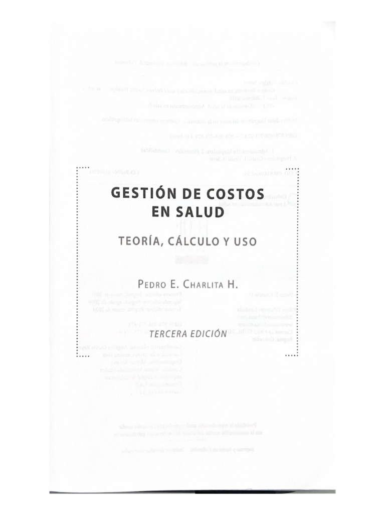 Gestion de Costos en Salud Libro Completo | PDF