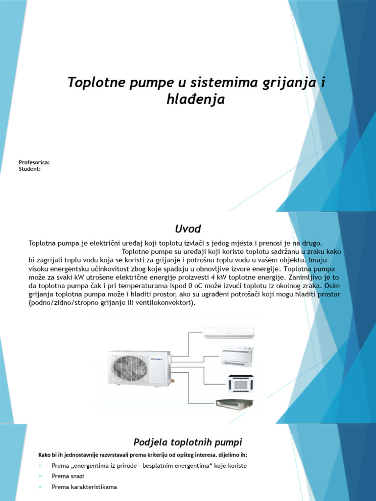 Toplotne Pumpe U Sistemima Grijanja I Hlađenja | PDF