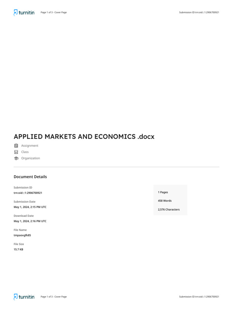 AI-APPLIED MARKETS AND ECONOMICS .Docx 46bdec75c78b3925 | PDF ...