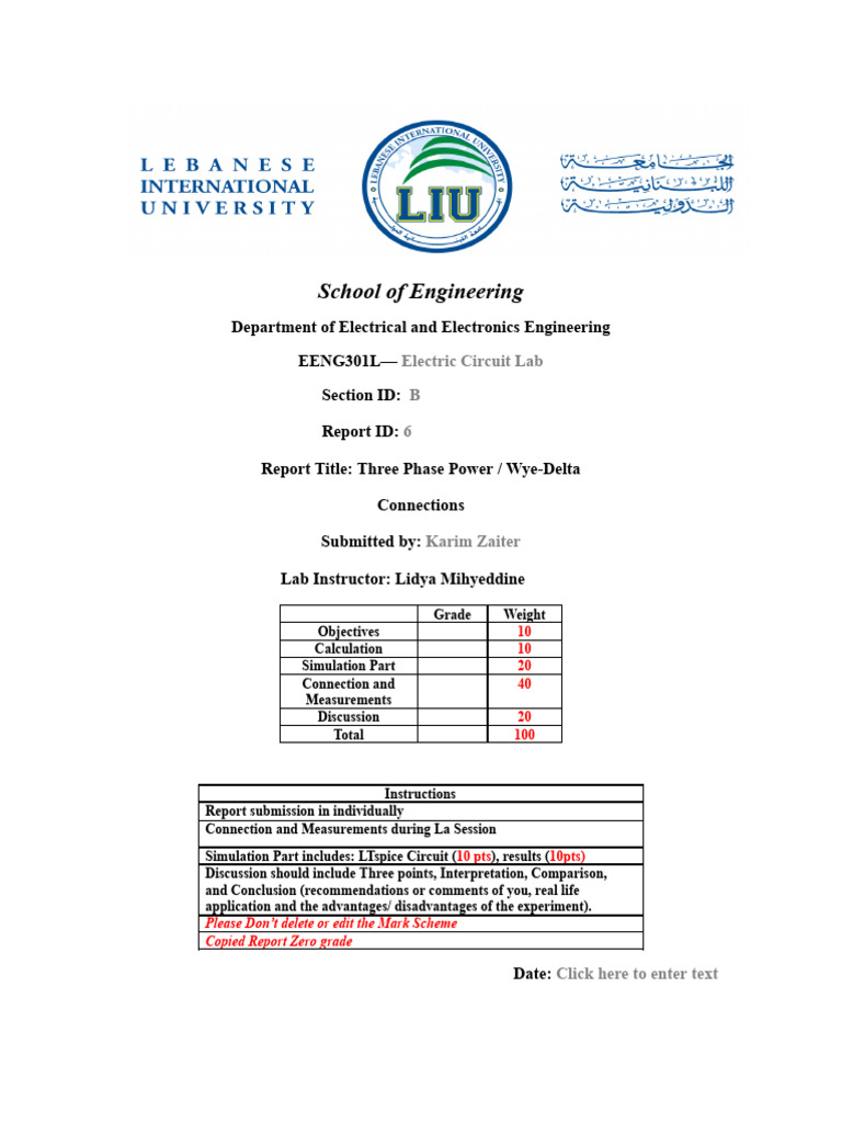EENG301L LIU Spring24 Template Report | PDF | Electronic Engineering | Electrical Engineering