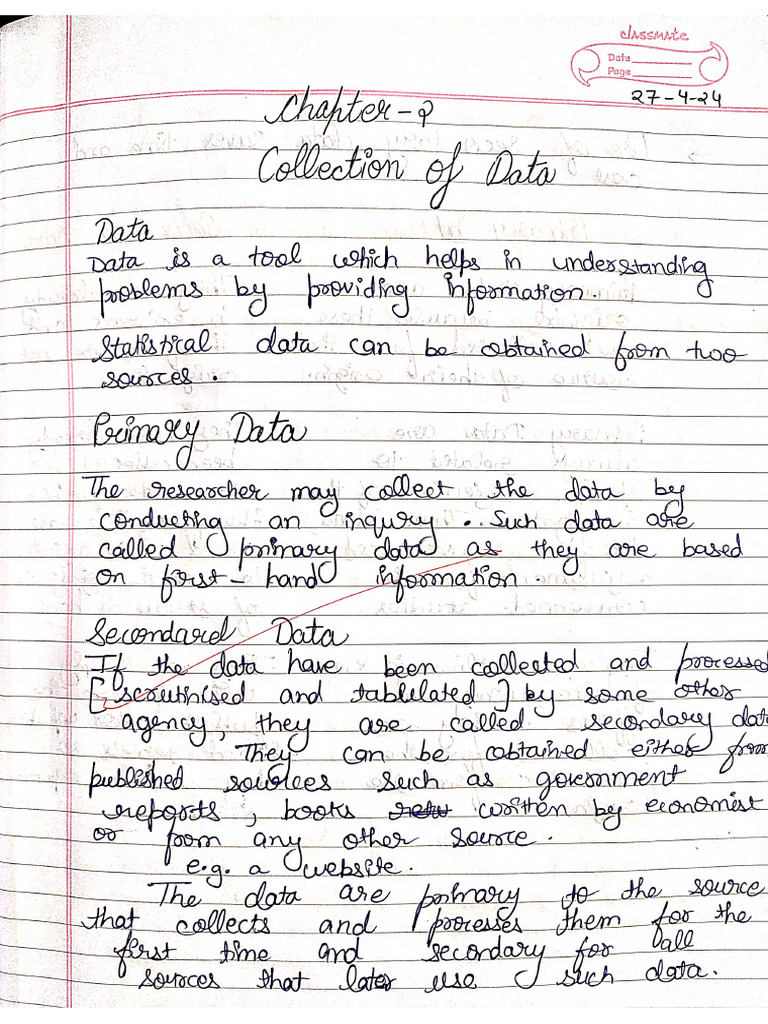 Class XI Statistics Chapter 2 Collection of Data | PDF