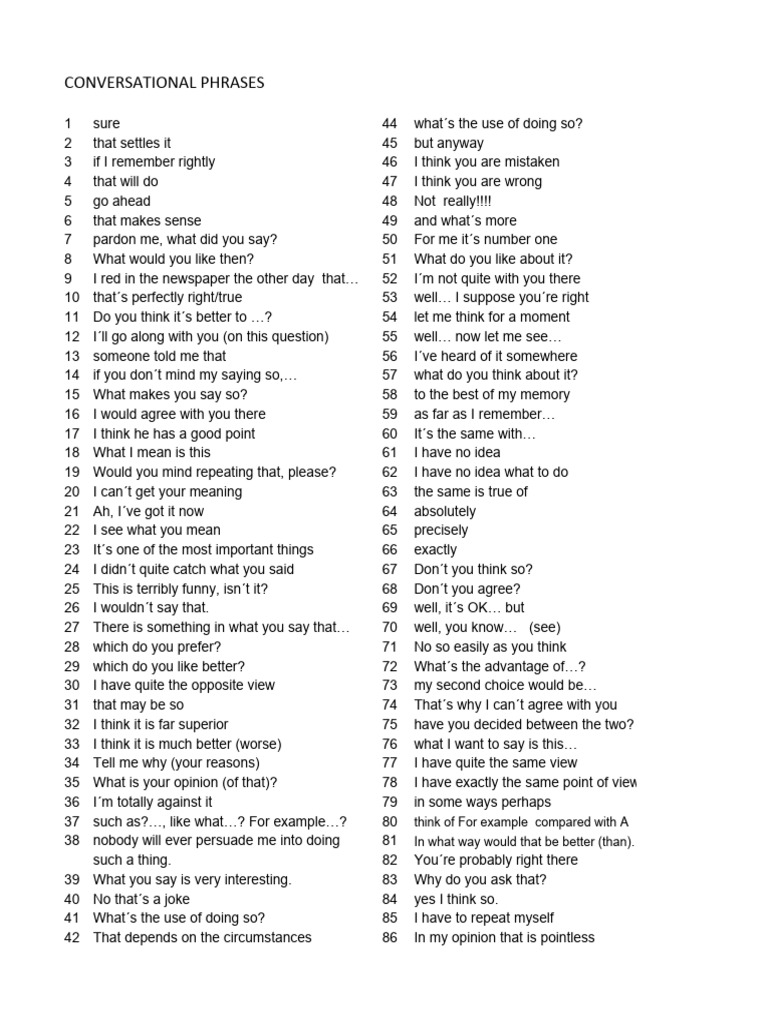 Conversational Phrases-Intermedio | PDF