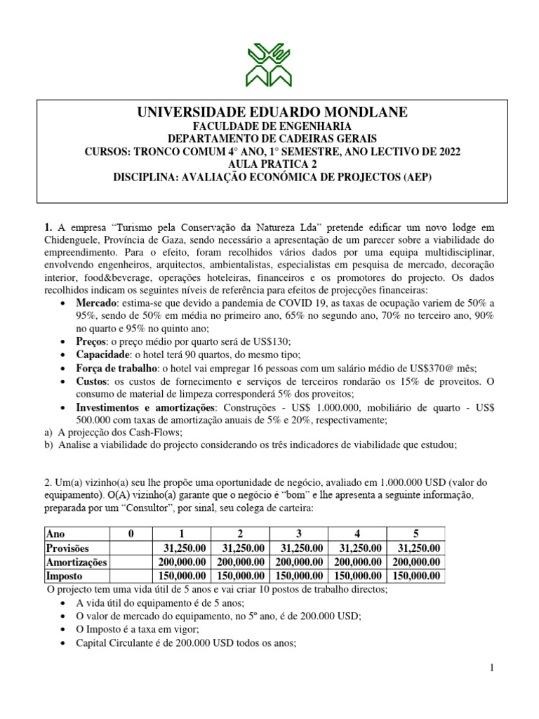Aula Prática 2 2022. Aep Uem | PDF | Economias