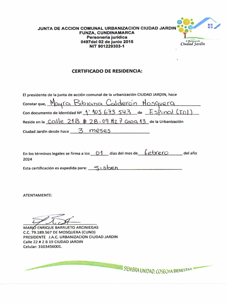 Carta Junta de Accion Comunal | PDF