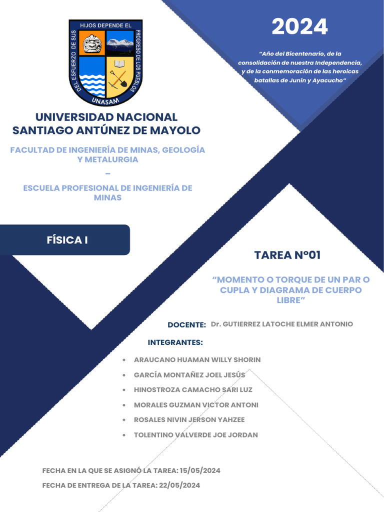 Tarea N°01 | Descargar gratis PDF | Fuerza | Esfuerzo de torsión