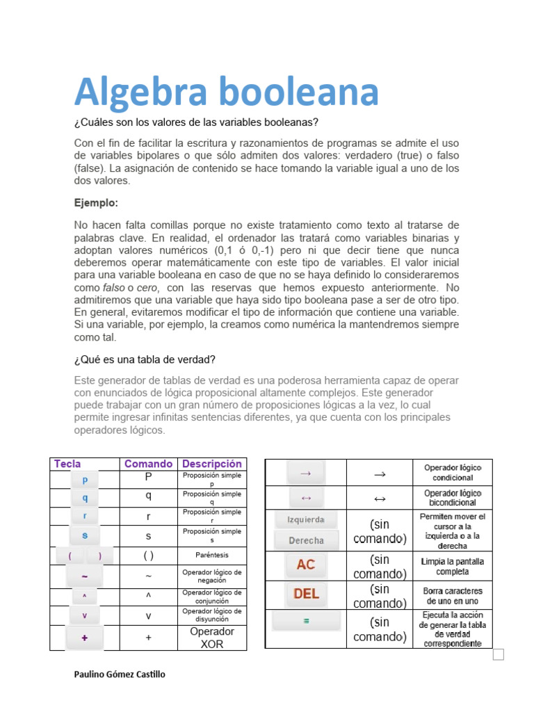 Algebra Booleana | PDF | Álgebra de Boole | Enseñanza de matemática