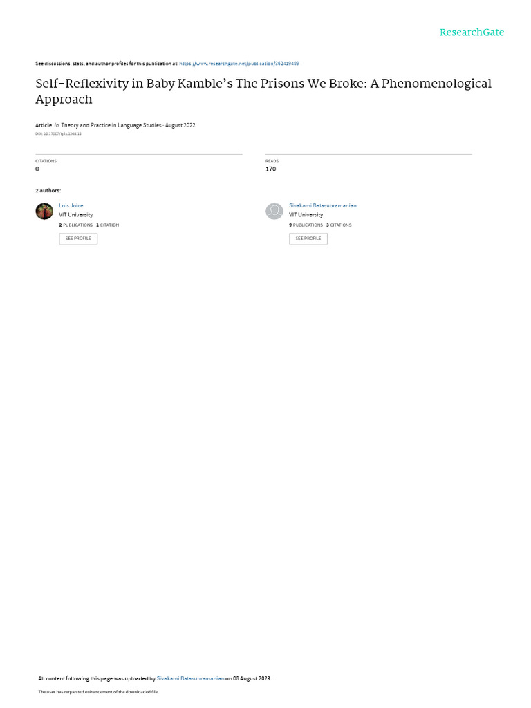 Self-Reflexivity in Baby Kambles The Prisons We B | PDF | Dalit ...