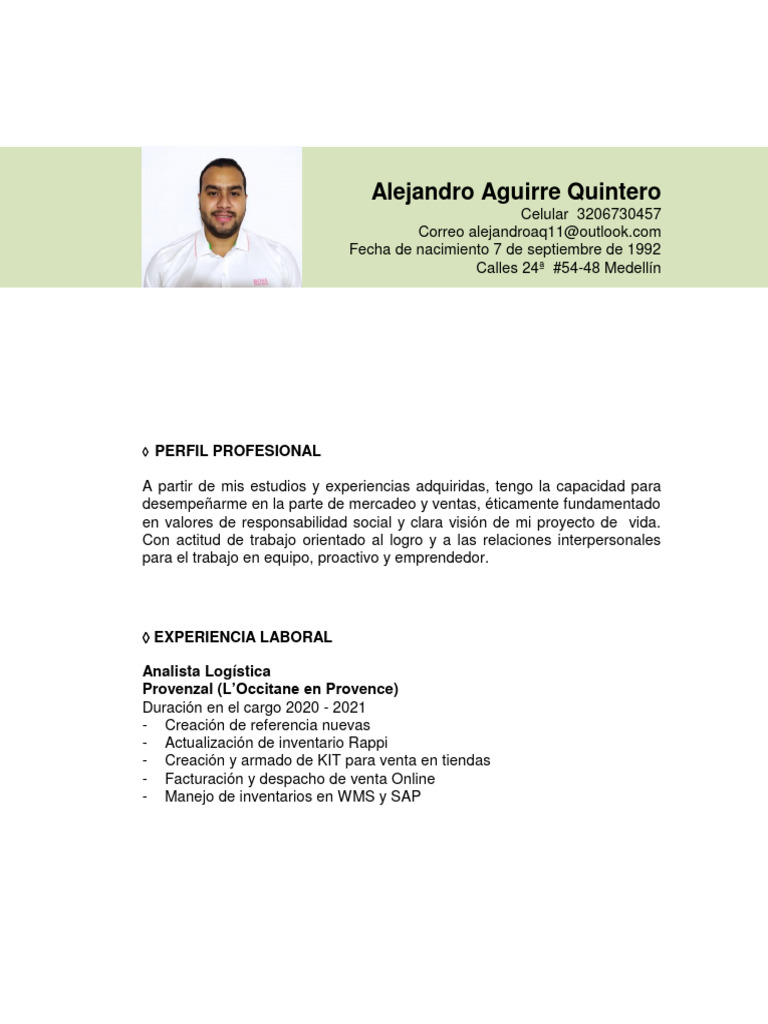 Alejandro Aguirre - HDV | PDF | Marketing | Logística