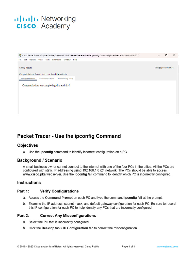 Troubleshooting IP Config with ipconfig Command | PDF | Business | Computers