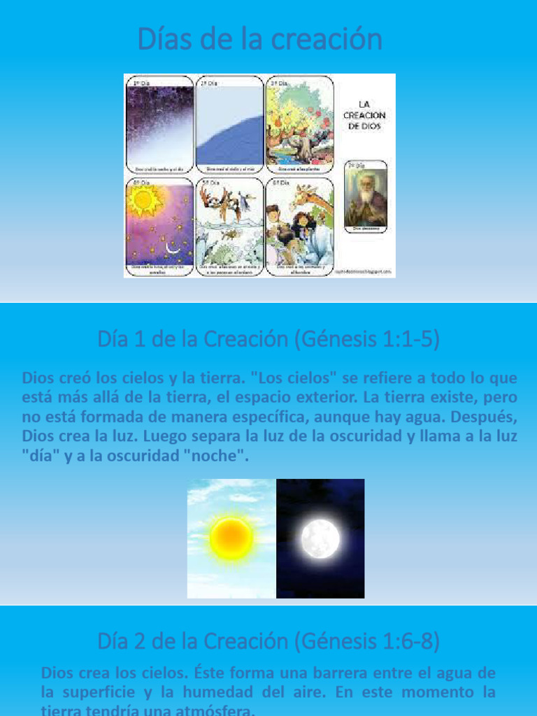 Los Días de la Creación Bíblica | PDF | Tierra | Dom