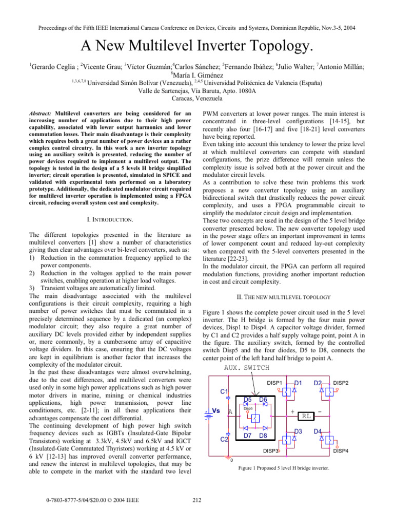 A New Multilevel Inverter Topolog | PDF | Power Inverter | Power ...
