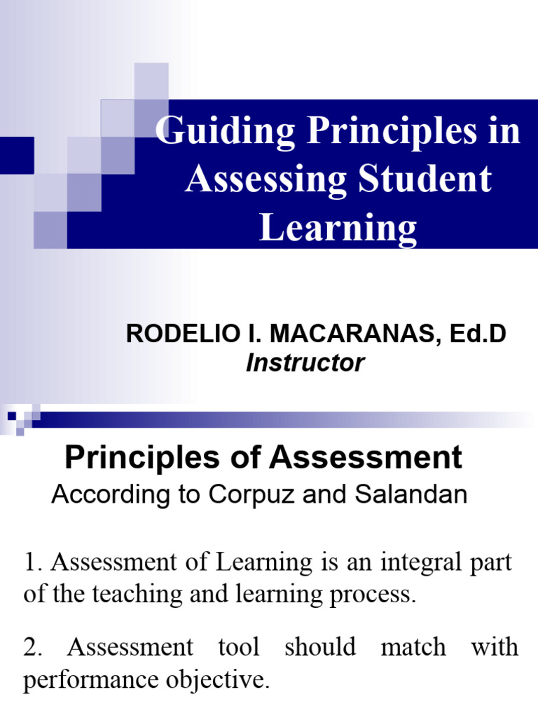 Guiding Principles in Assessing Student Learning | PDF | Educational ...