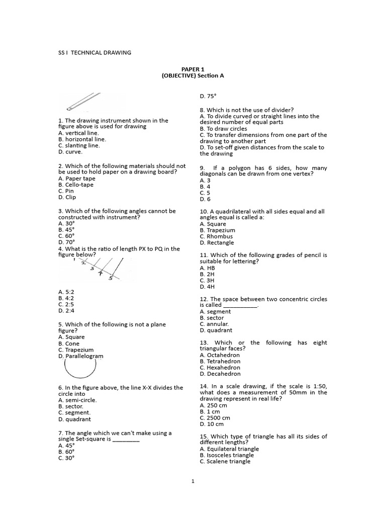 Technical Drawing Practice Questions | PDF | Triangle | Circle