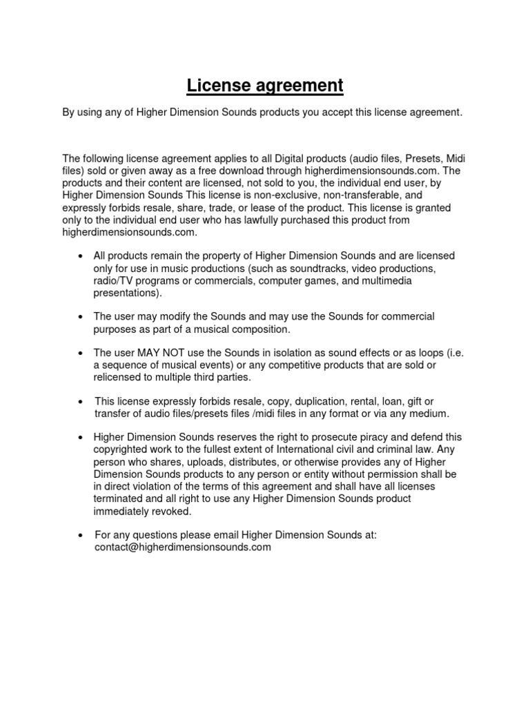Music License Agreement Terms | PDF | Law | Computers