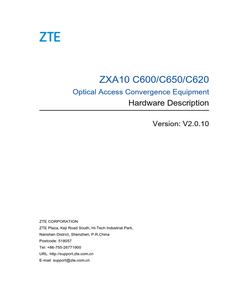 ZXA10 C600&C650&C620 (V2.0.10) Optical Access Convergence Equipment Hardware Description | PDF ...