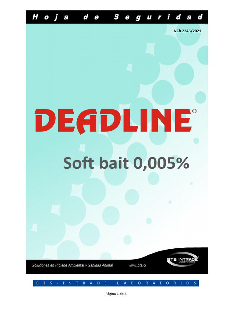 MSDS Deadline Soft bait | PDF | Agua | Residuos