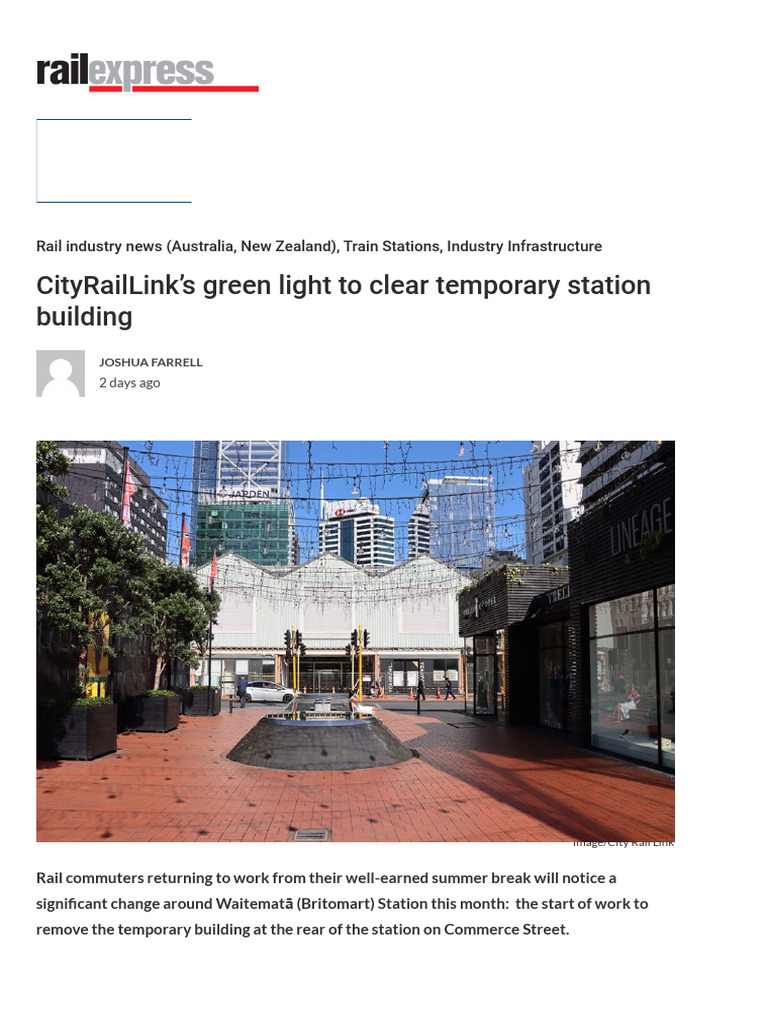 Waitematā Station Temporary Building Removal | PDF | Rail Transport ...