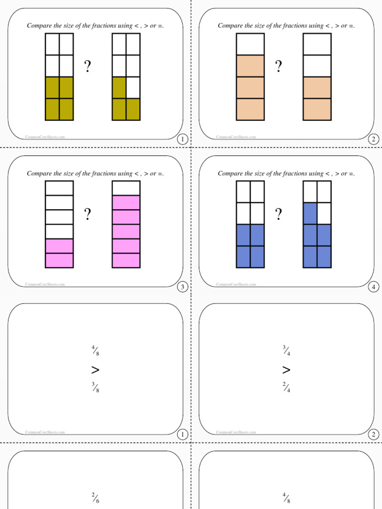 Flash Card Compare Fractions | PDF
