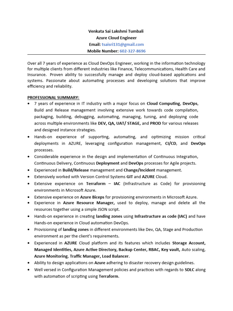 Sai Lakshmi - Resume | PDF | Microsoft Azure | Cloud Computing