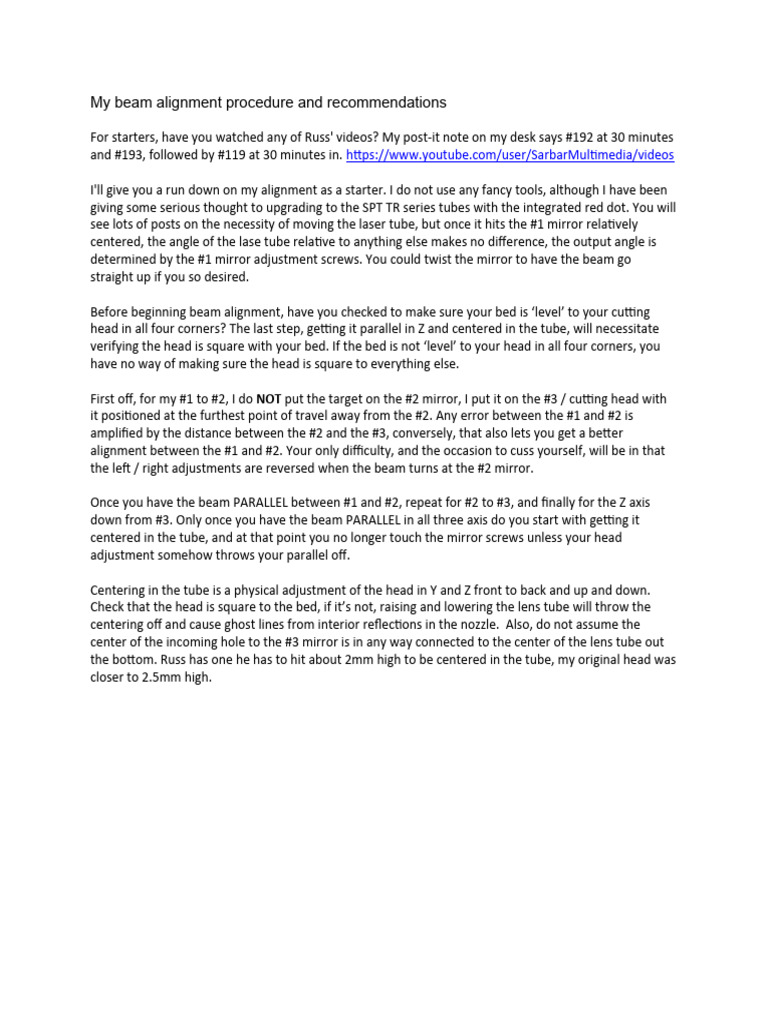 My Beam Alignment Procedure and Recommendations | PDF | Mirror | Glass Applications