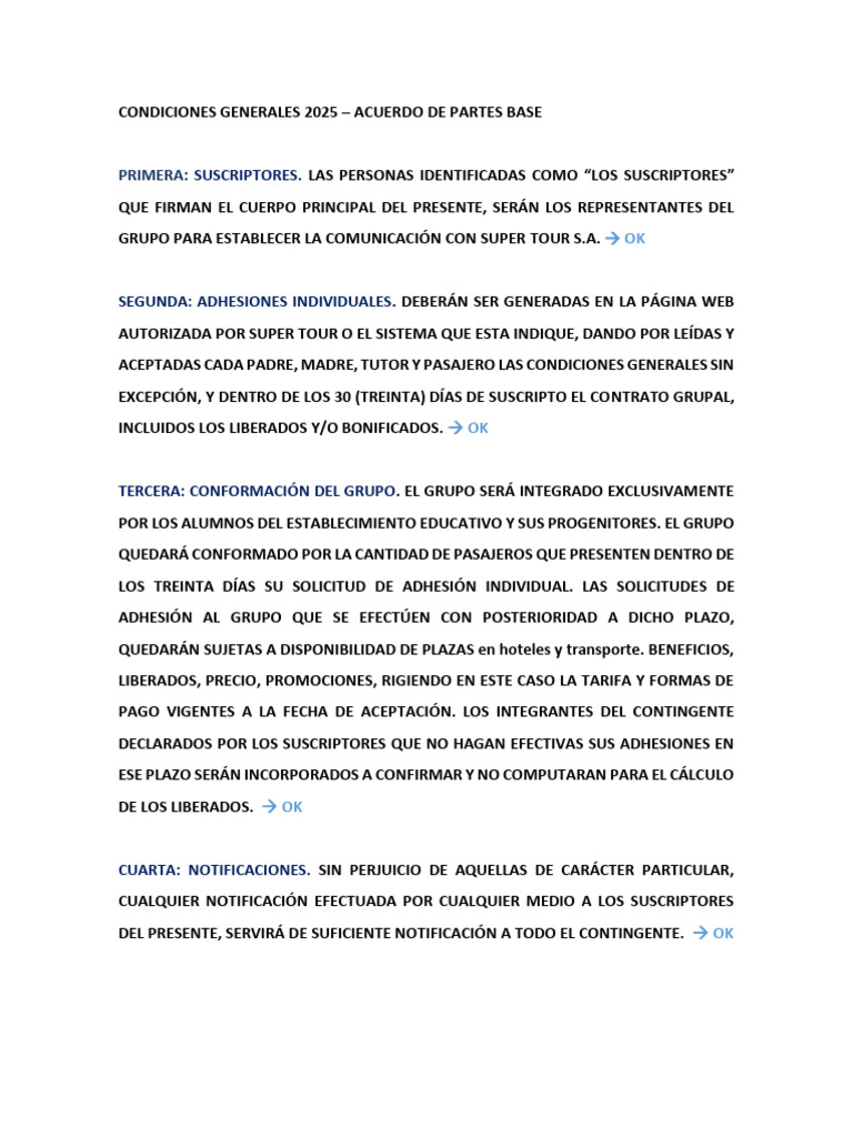 Condiciones Generales 2025 | PDF | Inflación | Pagos