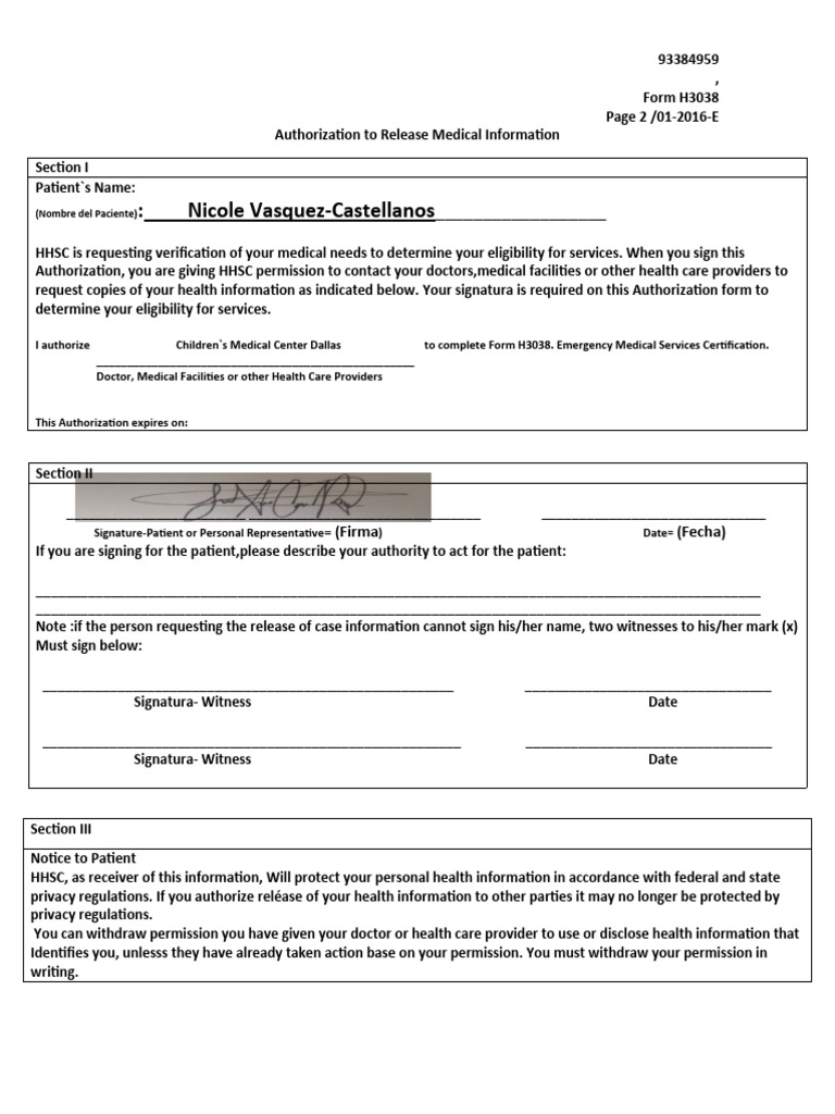 Medical Information Release Authorization | PDF | Health Informatics ...