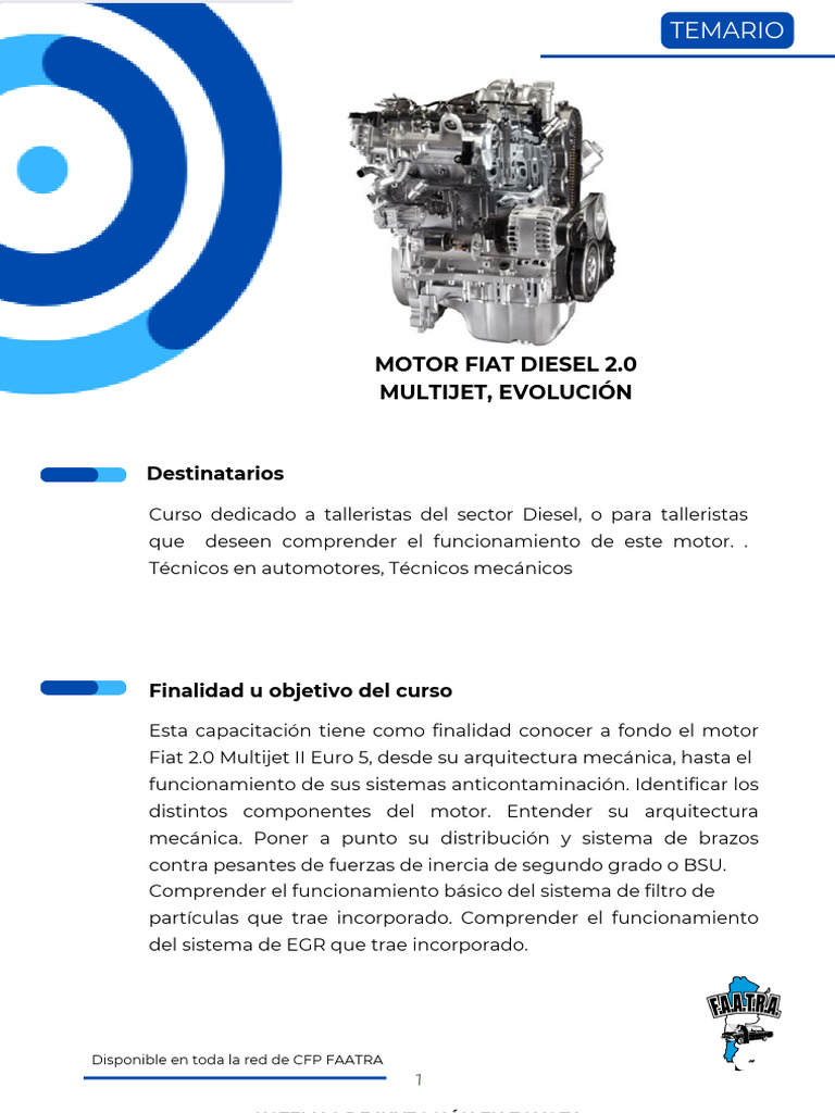 Motor Fiat Diesel 2.0 Multijet, Evolución: Destinatarios | PDF | Motor ...