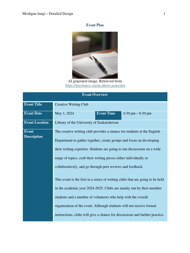 Event Plan | PDF | Libraries | Brainstorming