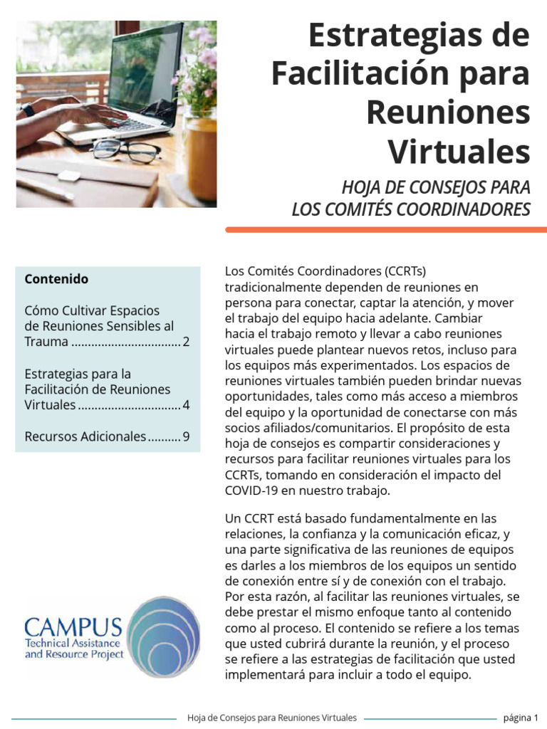 3.7.5 - CCRT Virtual Meeting Tip Sheet in Spanish | PDF | Internet ...