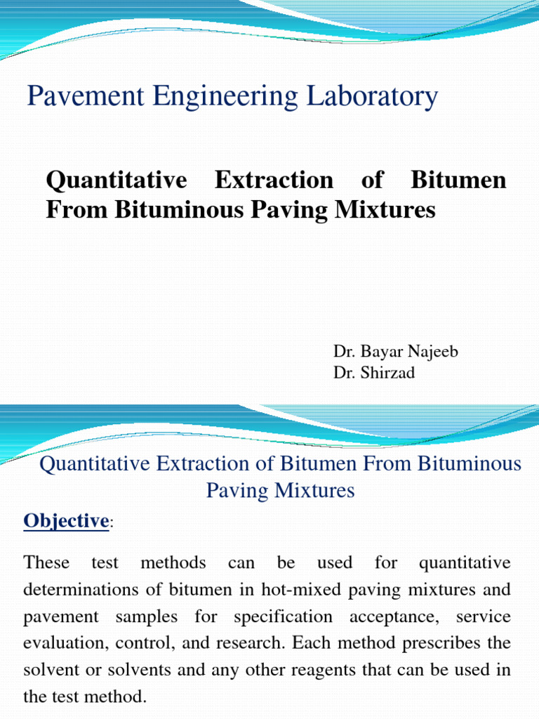 Quantitative Extraction of Bitumen From Bituminous Paving Mixtures | PDF | Mixture | Materials