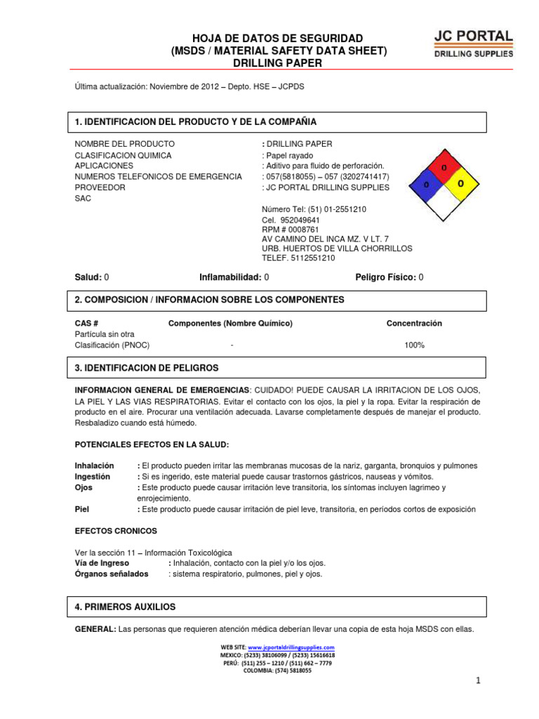Anexos 5 Hojas MSDS Aditivos | PDF | Ventilación (Arquitectura) | Agua