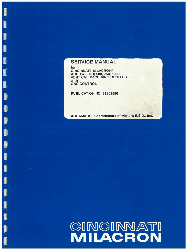 Cincinnati Milacron Arrow (ERO) 500,750,1000 VMC Service Manual | PDF