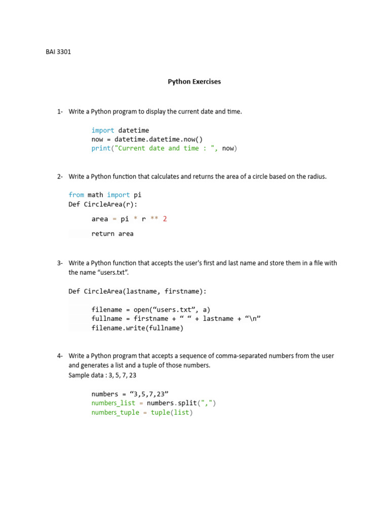 Python Practice Solutions | PDF | Computing | Computer Programming