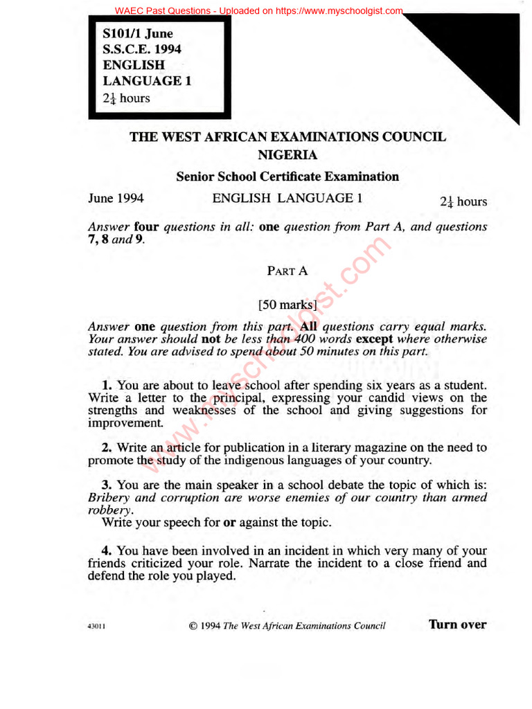 WAEC Past Questions Resource | PDF