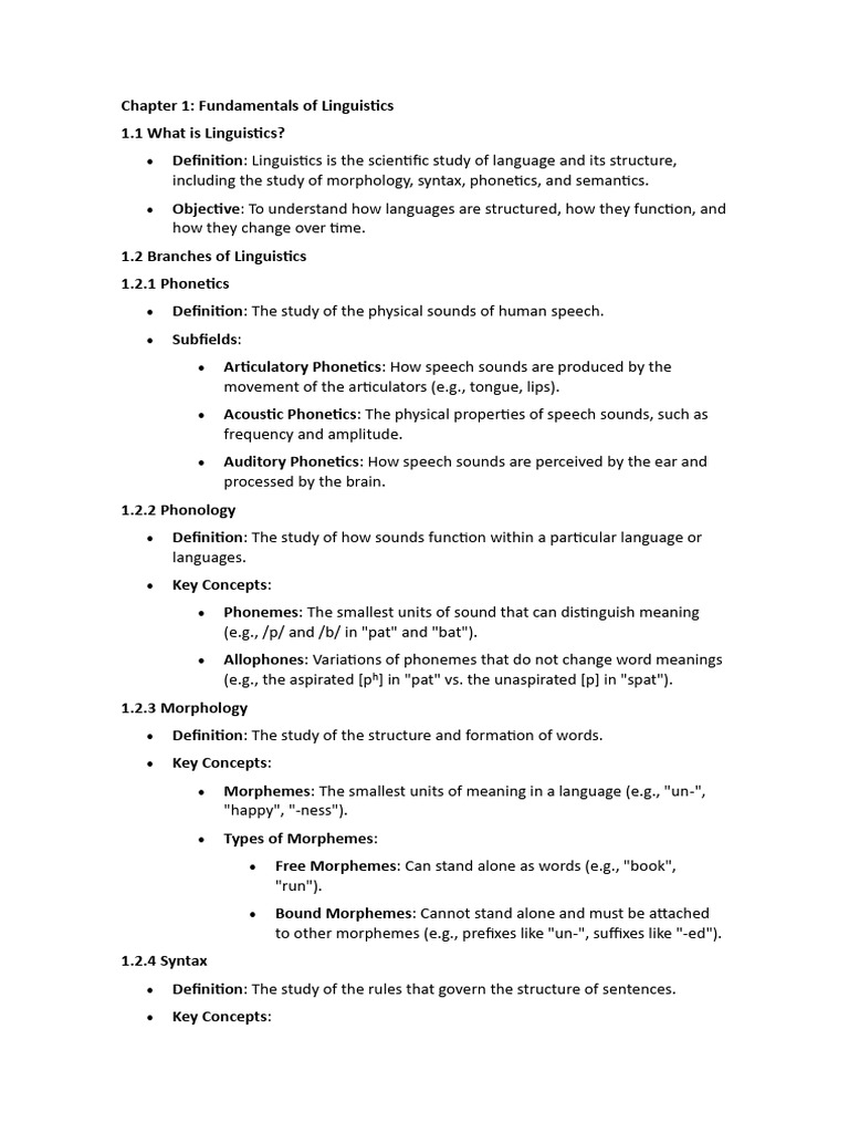 Chapt 1 Fundamentals of Linguistics Notes | PDF | Semantics | Word