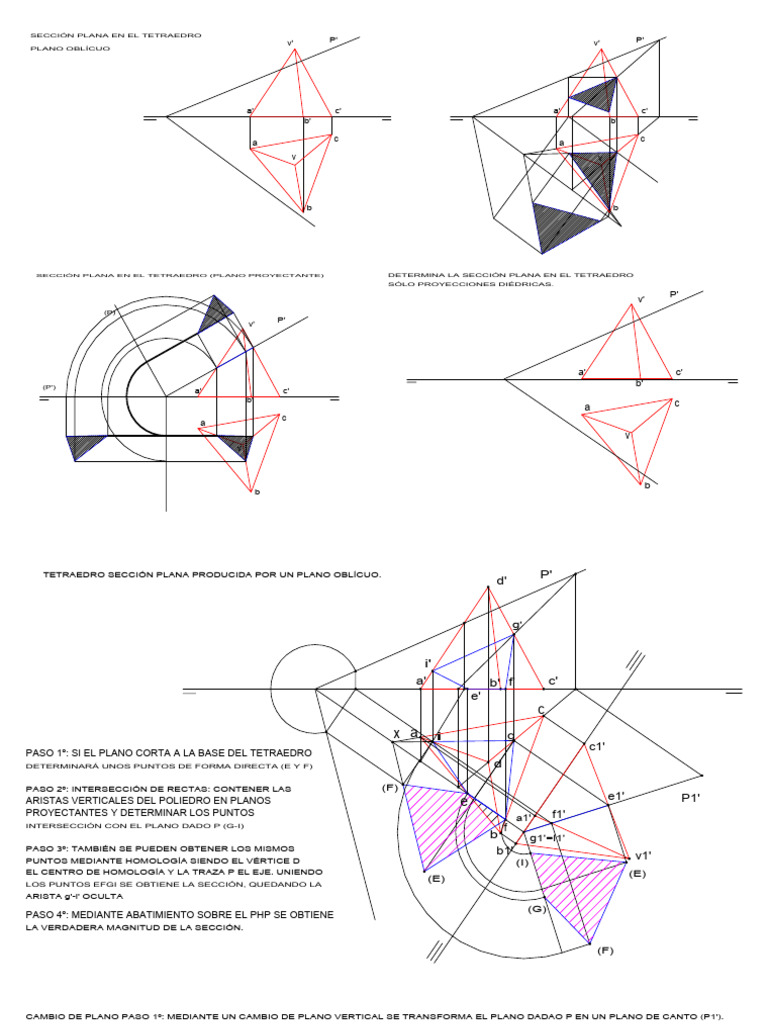Diedrico Seccion Tetraedro | PDF | Tetraedro | Geometría del plano euclidiano