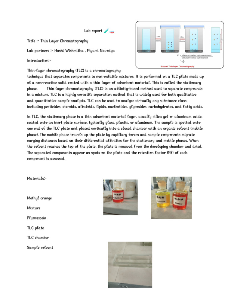 Thin Layer Chromatography Lab Report | PDF | Thin Layer Chromatography ...