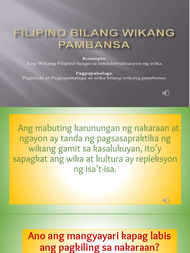 Recorded Lektyur-Ang Filipino Bilang Wikang Pambansa | PDF