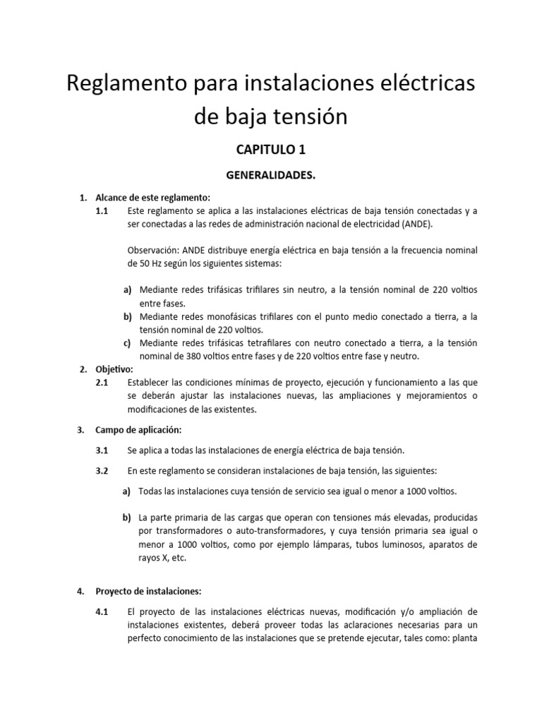 2020 Reglamento para Instalaciones Eléctricas de Baja Tensión | PDF ...