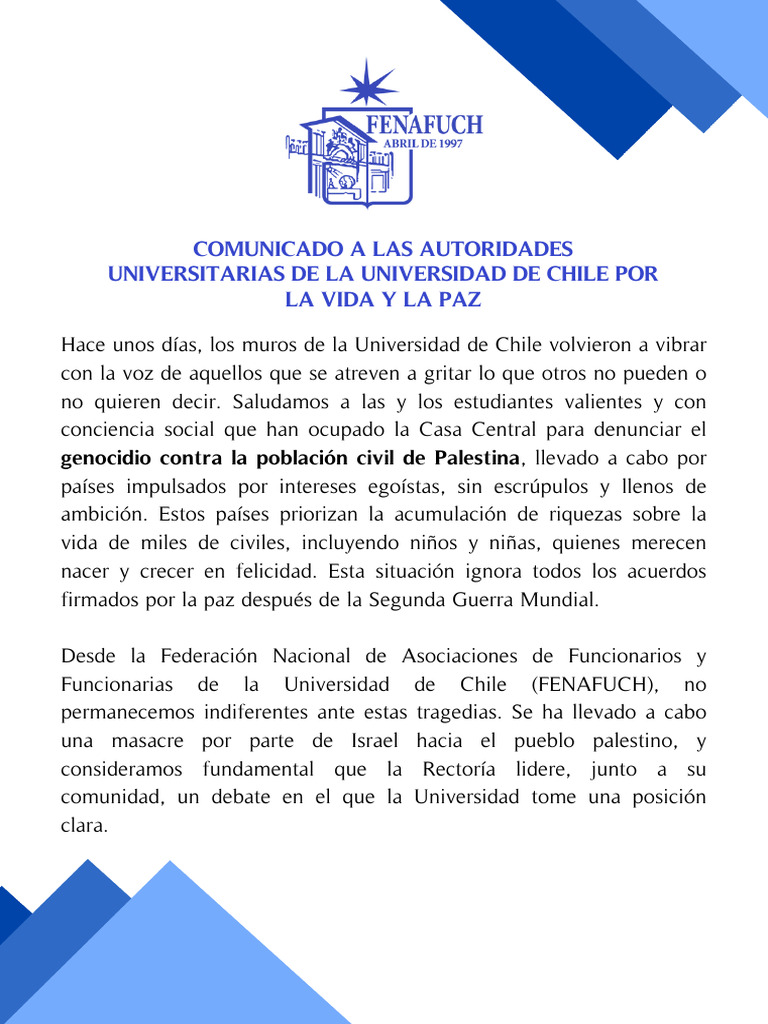 Comunicado A Las Autoridades de FENAFUCH | PDF