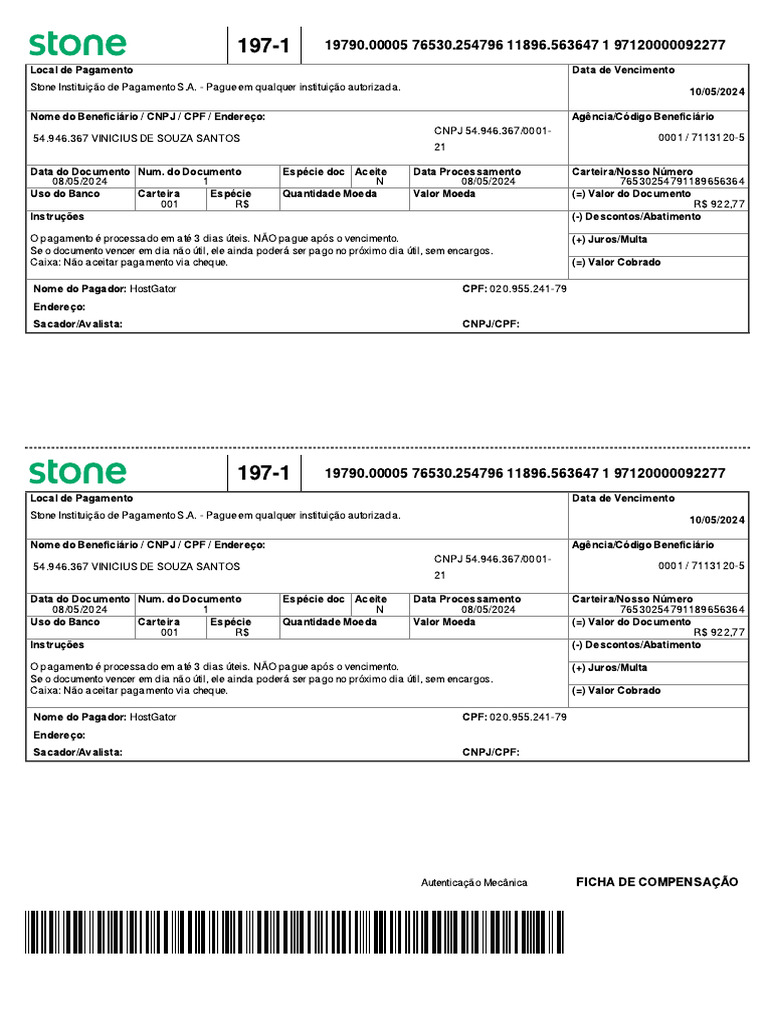Boleto | Download grátis PDF | Serviços financeiros | Bancos