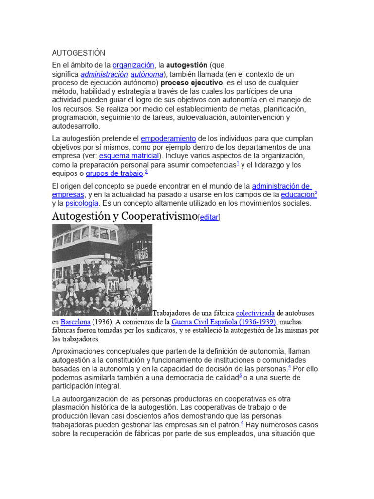 Tipos y Conceptos de Autogestión | PDF | Democracia | Ideologías políticas